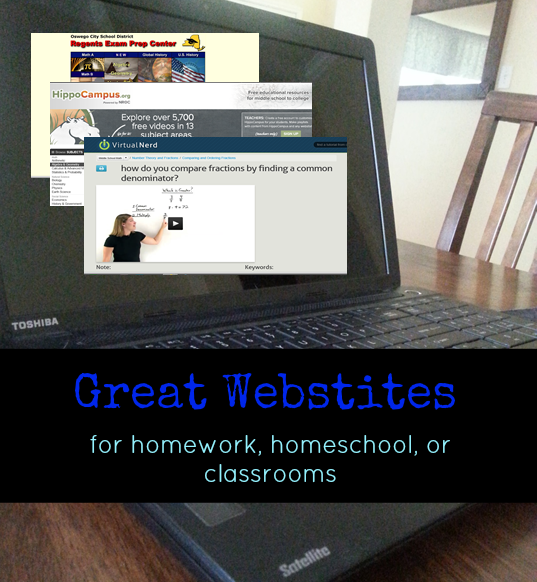 Great Websites for Homework, Homeschool, or Classrooms