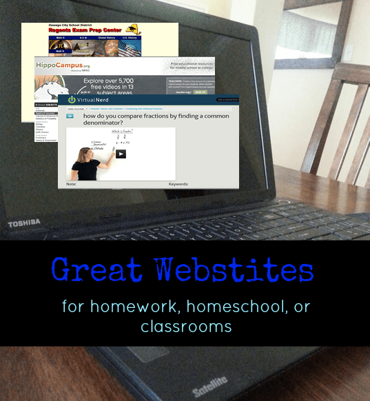 Great Websites for Homework, Homeschool, or Classrooms